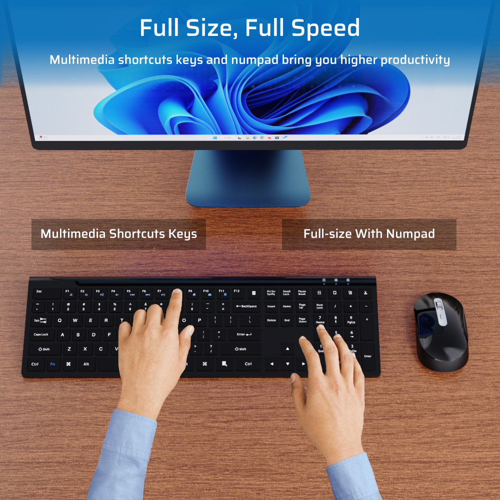 CREATMOR Rechargeable Wireless Keyboard and Mouse Combo,Ergonomic Full ...