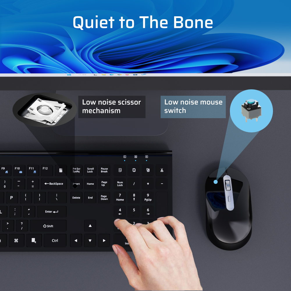CREATMOR Rechargeable Wireless Keyboard and Mouse Combo,Ergonomic Full ...